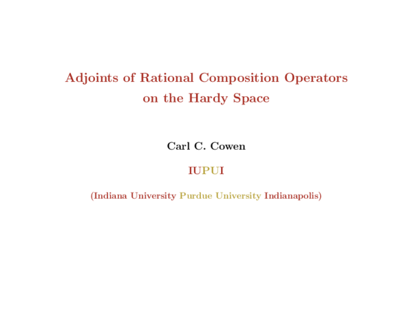 (PDF) Slides from Talk at SEAM 2007 on Adjoints of Composition ...