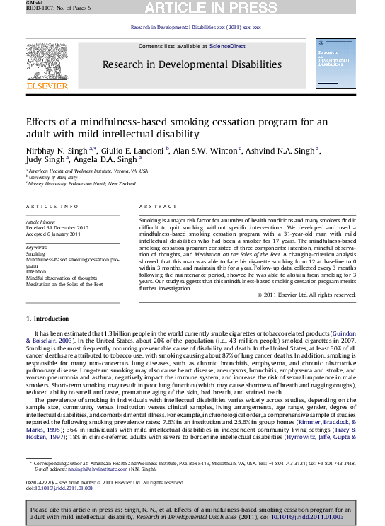 (PDF) Mindfulness-based smoking cessation program