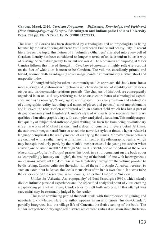 (PDF) Review Candea, Matei. 2010. Corsican Fragments – Difference ...