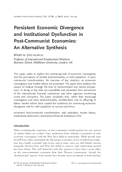 (PDF) Persistent Economic Divergence and Institutional Dysfunction in ...