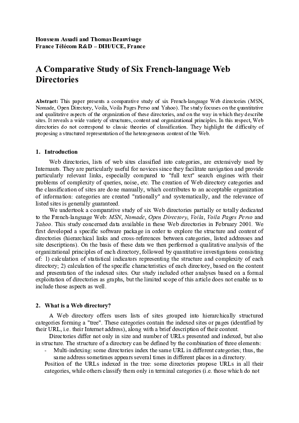 (PDF) A Comparative Study of Six French-Language Web Directories