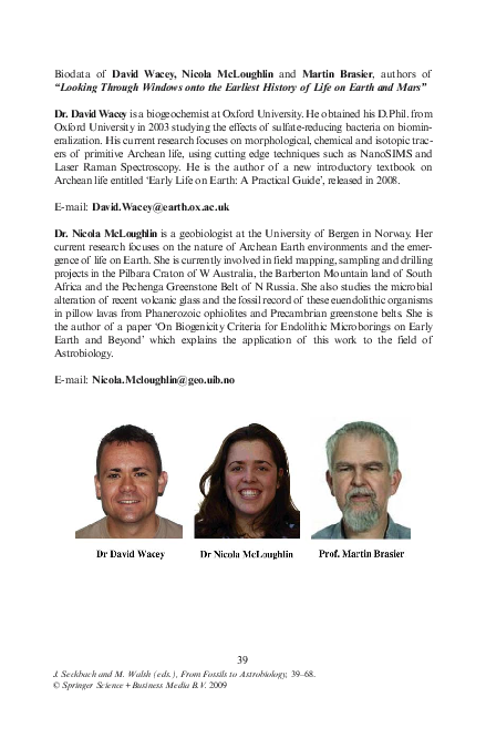 (PDF) Looking through windows into the earliest history of life on ...