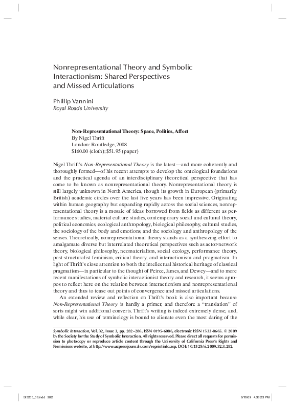 (PDF) Non-Representational Theory, by Nigel Thrift (book review)