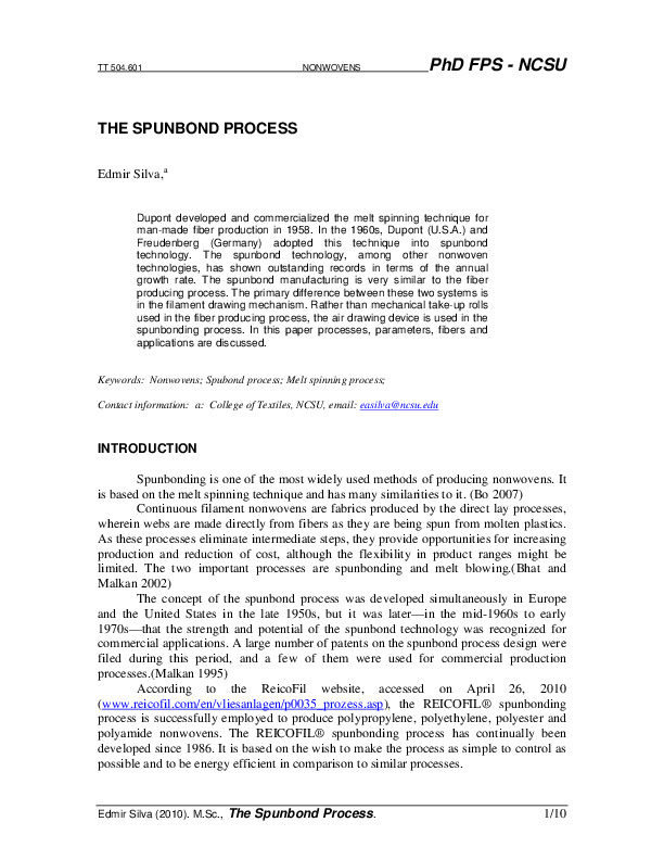 (PDF) The Spunbond Process