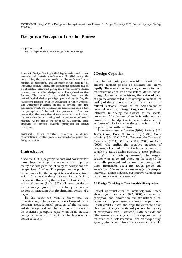 (PDF) Design as a Perception-in-Action Process