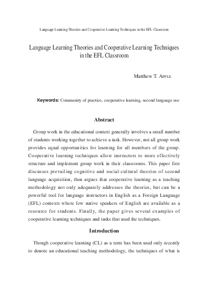 (PDF) Language learning theories and cooperative learning techniques in ...