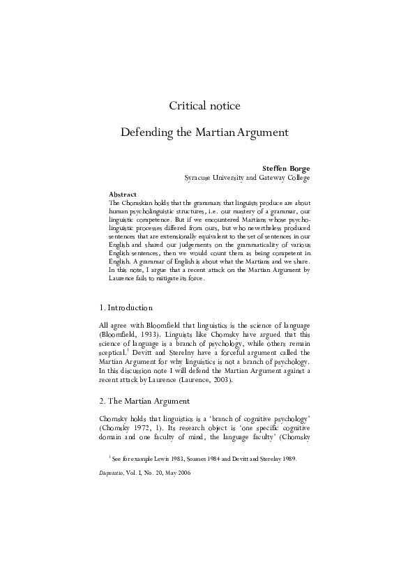 (PDF) Defending the Martian Argument
