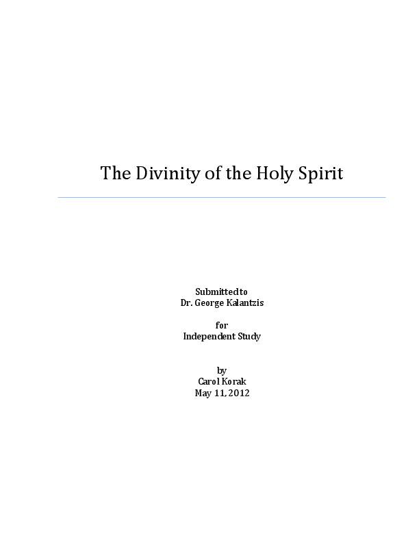 (PDF) Divinity of the Holy Spirit