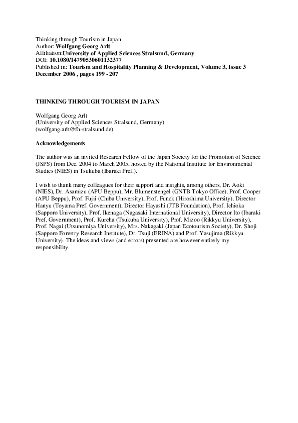 (PDF) Thinking through tourism in Japan