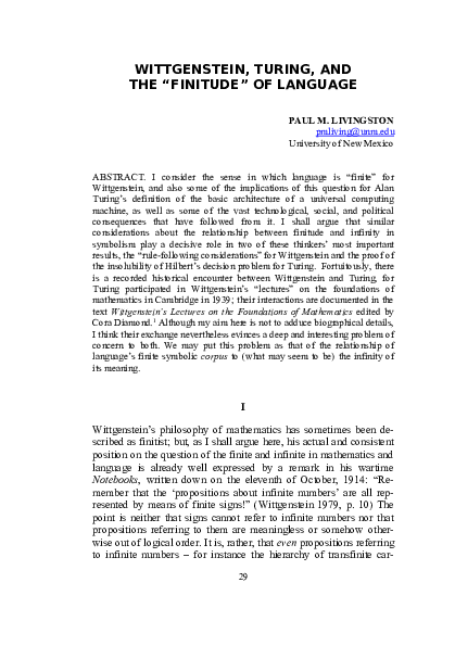 (DOC) Wittgenstein, Turing, and the "Finitude" of Language