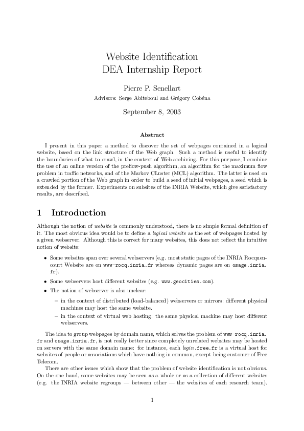 (PDF) Website Identification DEA Internship Report