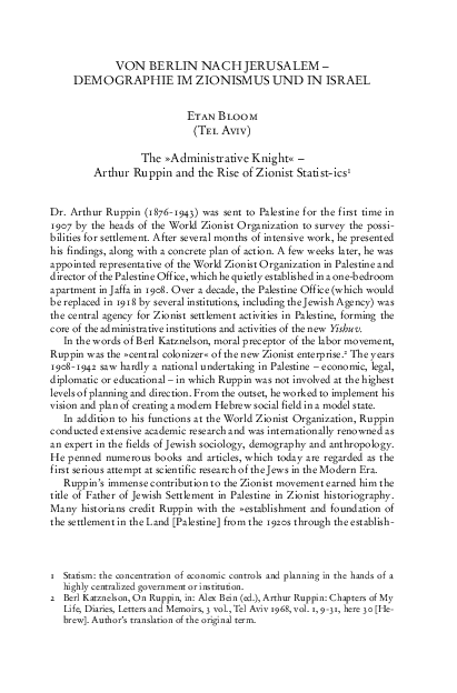 (PDF) The Administrative Knight: Arthur Ruppin and the Rise of Zionist ...