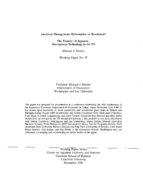 (PDF) American Management: Reformation or Revolution?