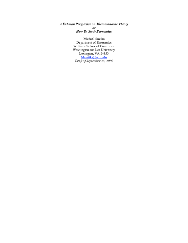 (PDF) A Kuhnian Perspective on Microeconomic Theory
