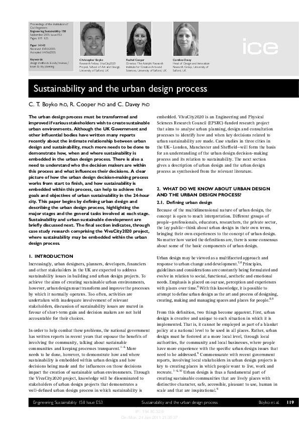 (PDF) Sustainability and the urban design process