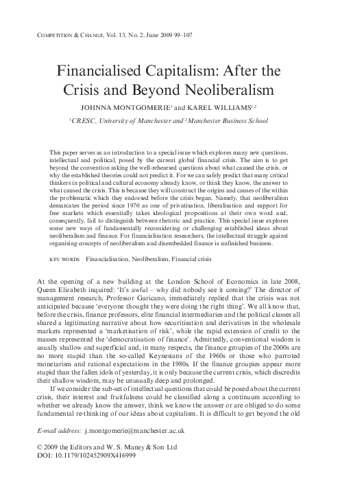(PDF) Financialized Capitalism: After the Crisis and Beyond Neoliberalism