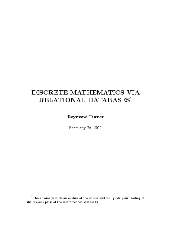 (PDF) DISCRETE MATHEMATICS VIA RELATIONAL DATABASES