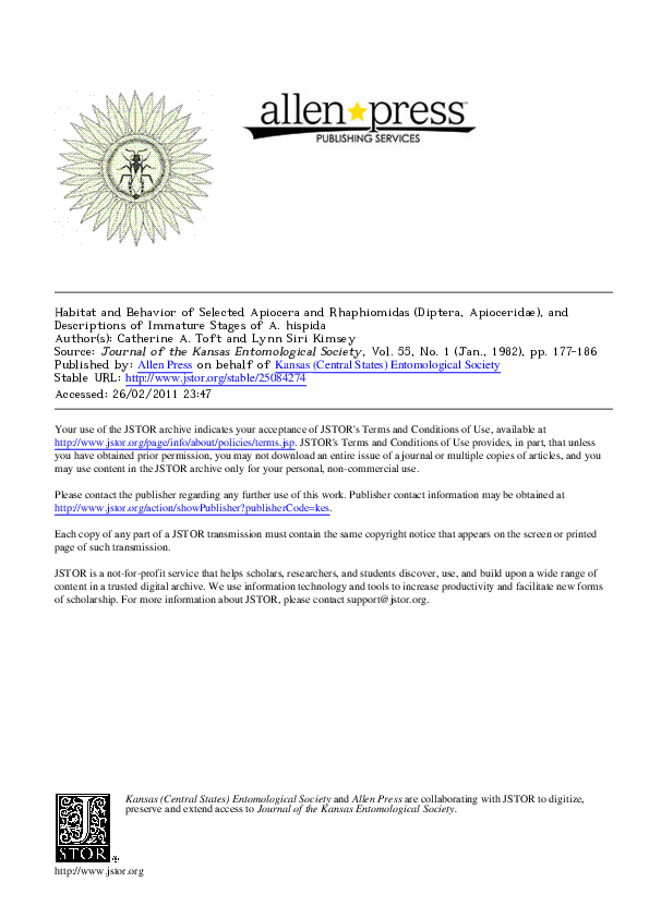 (PDF) Habitat and Behavior of Selected Apiocera and Rhaphiomidas ...
