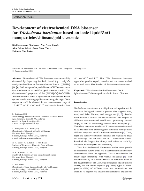 (PDF) Development of electrochemical DNA biosensor for Trichoderma ...