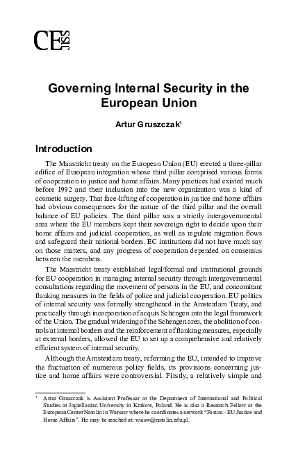 (PDF) Governing Internal Security in the European Union