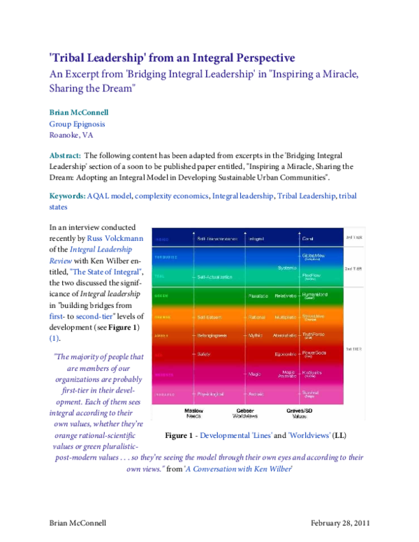 (PDF) Tribal Leadership from an Integral Perspective
