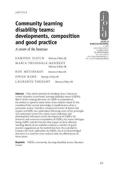 (PDF) Community Learning Disability Teams: Perceived Effectiveness ...