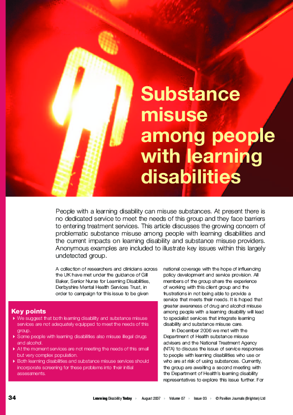 (PDF) Substance Misuse Amongst People With Learning Disabilities