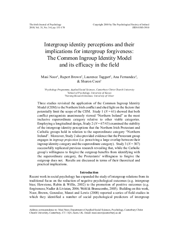 (PDF) Intergroup identity perceptions their implications for intergroup ...