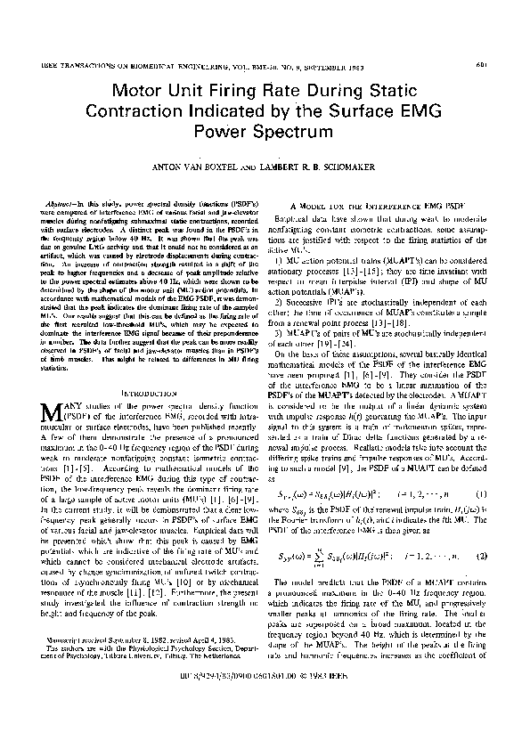 (PDF) Motor Unit Firing Rate During Static Contraction Indicated by the ...