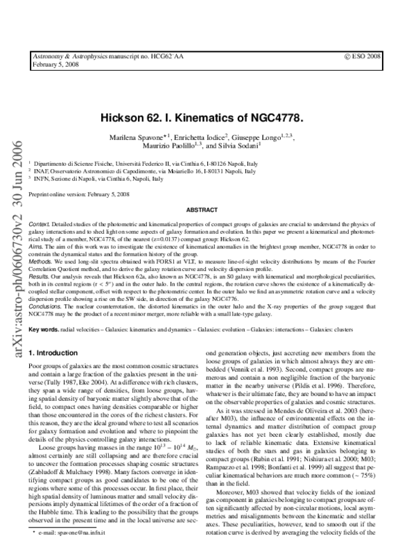 (PDF) Hickson 62. I. Kinematics of NGC4778