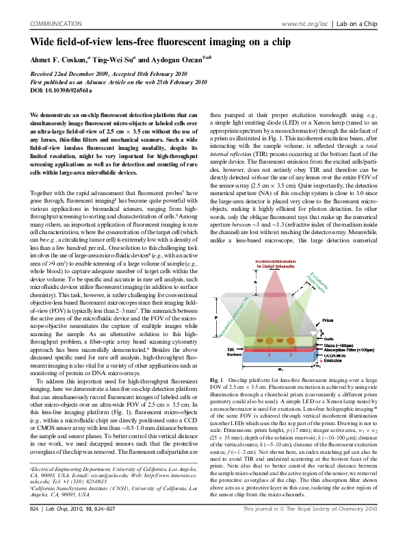 (PDF) Wide field-of-view lens-free fluorescent imaging on a chip