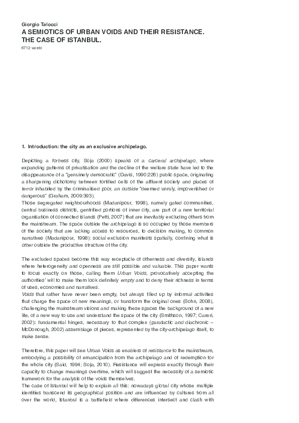 (PDF) A SEMIOTICS OF URBAN VOIDS AND THEIR RESISTANCE. THE CASE OF ISTANBUL