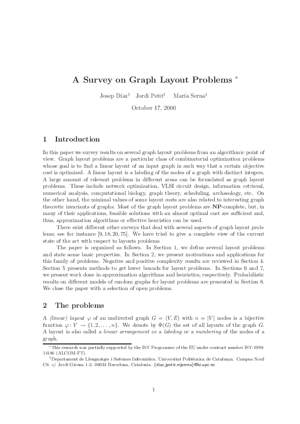 (PDF) A Survey of Graph Layout Problems