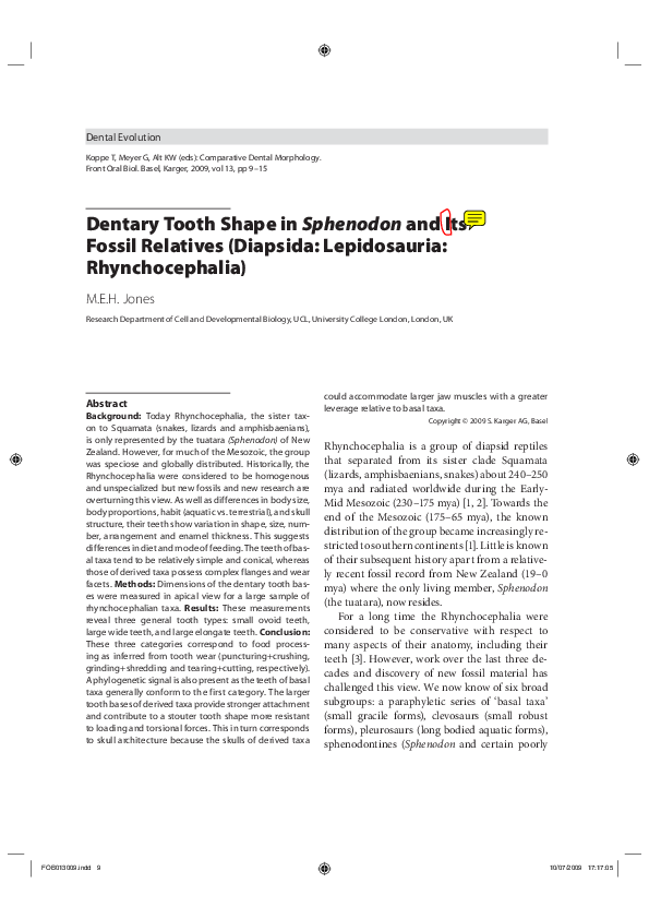 (PDF) Dentary tooth shape in Sphenodon and its fossil relatives ...