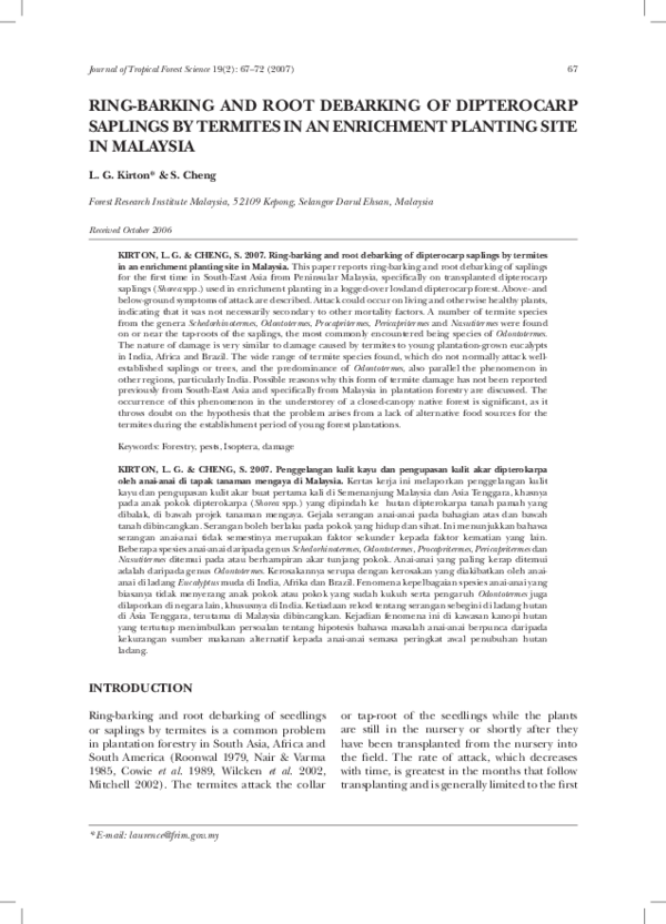 (PDF) Ring-Barking and Root Debarking of Dipterocarp Sampling by ...