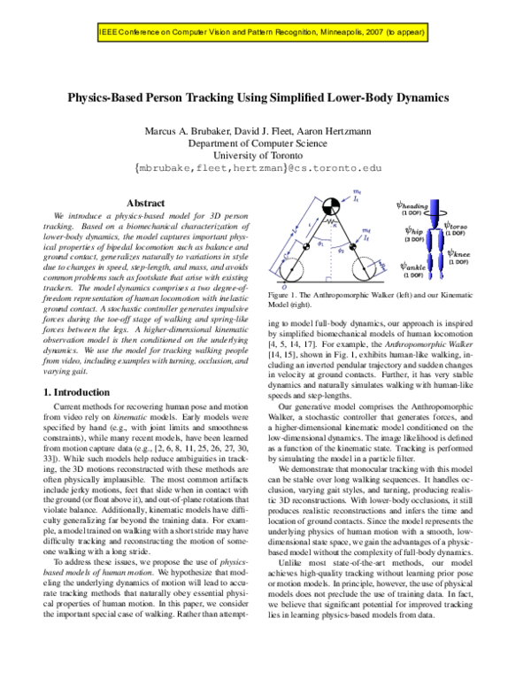 (PDF) Physics-based person tracking using simplified lower-body dynamics