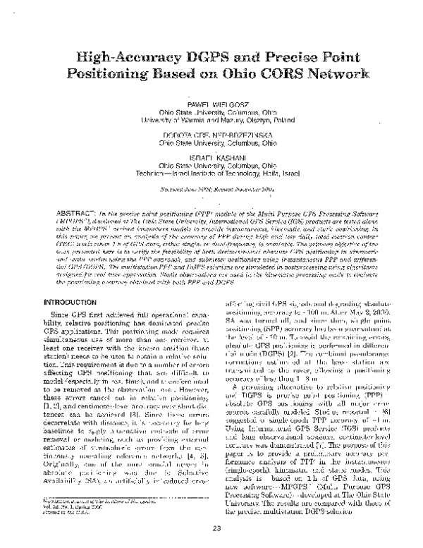 (PDF) High-Accuracy DGPS and Precise Point Positioning Based on Ohio ...