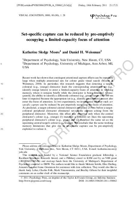 (PDF) Set-specific capture can be reduced by pre-emptively occupying a ...