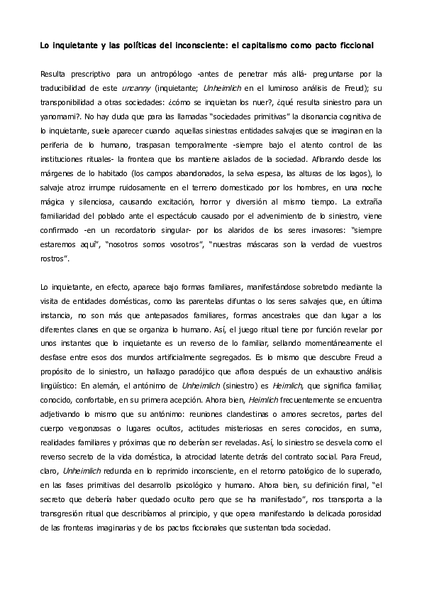 (DOC) Lo inquietante y las políticas del inconsciente: el capitalismo ...