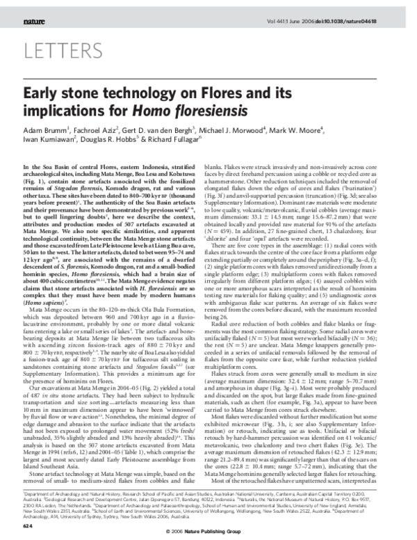 (PDF) Early stone technology on Flores and its implications for Homo ...