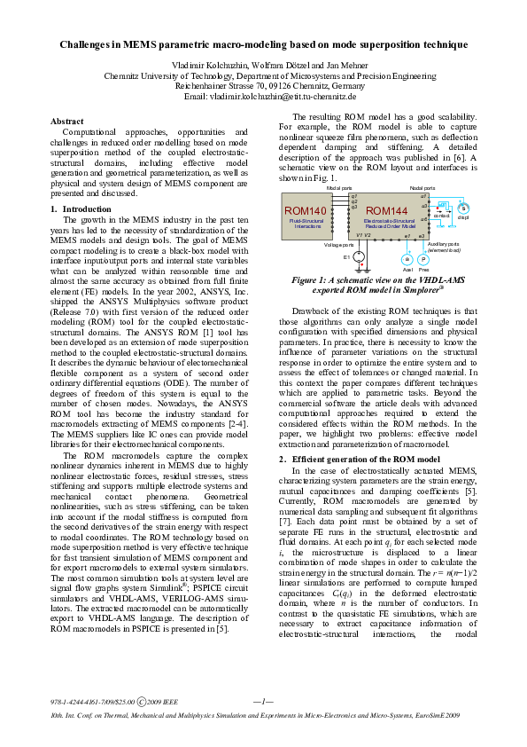 Challenges In Mems Parametric Macro Modeling Based On Mode Superposition Technique