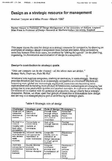 (PDF) Design as a strategic resource for management