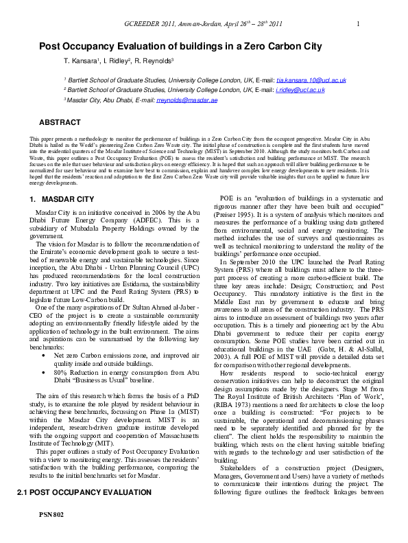 (DOC) Post Occupancy Evaluation