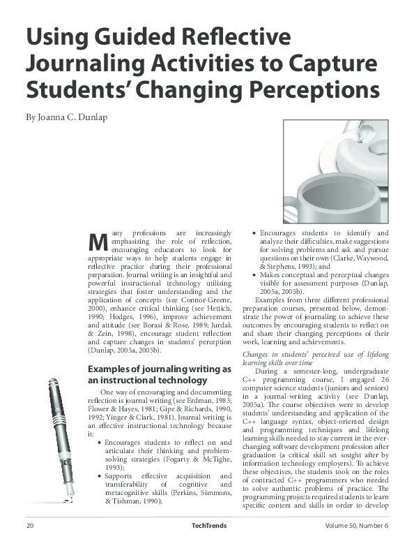 (PDF) Using guided reflective journaling activities to capture students ...