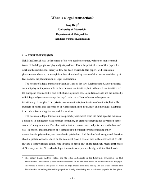 (PDF) What is a Legal Transaction?