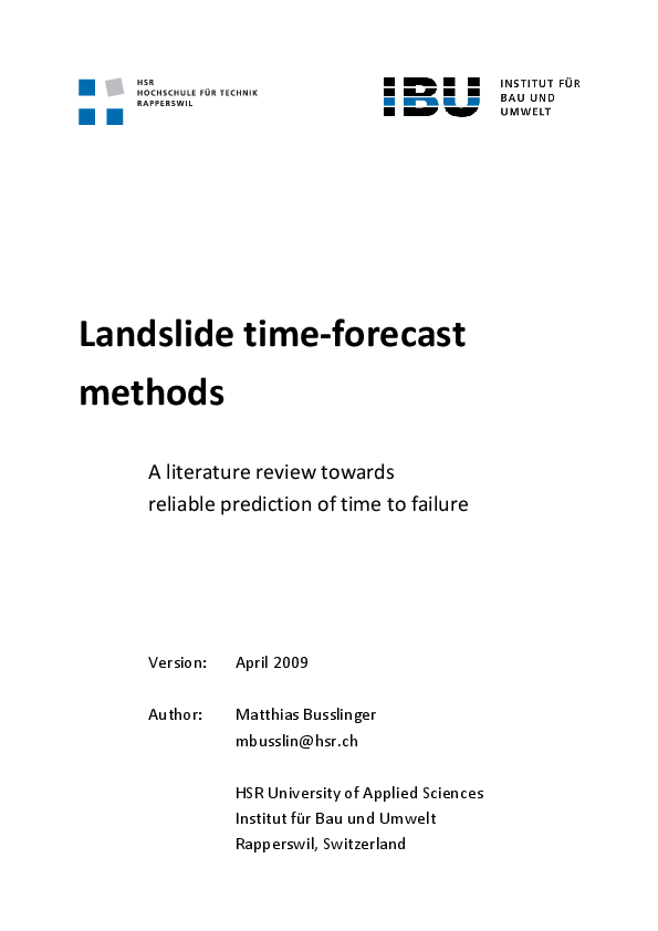 (PDF) Landslide time-forecast methods