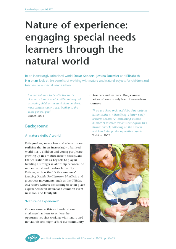 (PDF) Nature of Experience: Engaging special needs learners through the ...