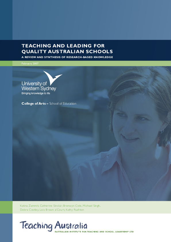 (PDF) Teaching and Leading for Quality Australian Schools