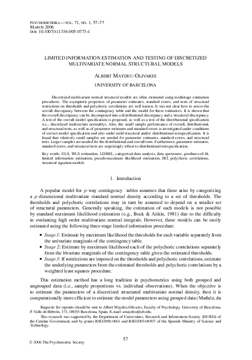 (PDF) Limited information goodness-of-fit testing in multidimensional ...