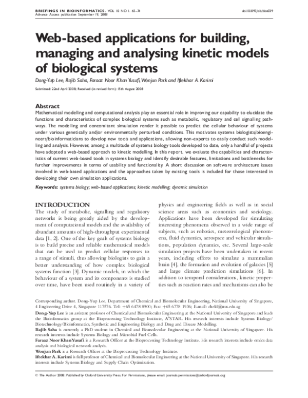 (PDF) Web-based applications for building, managing and analysing ...